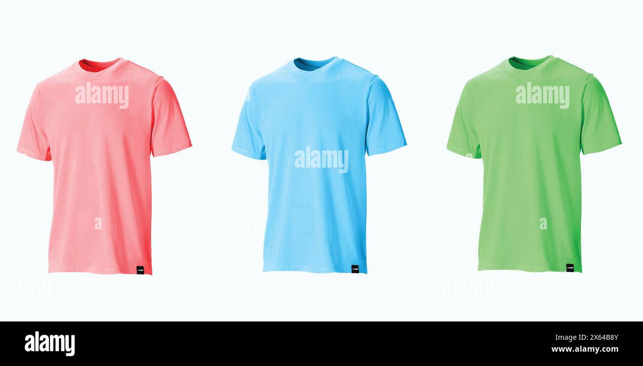 Colorful set of T-shirt template vector, front view Stock Vector Image ...