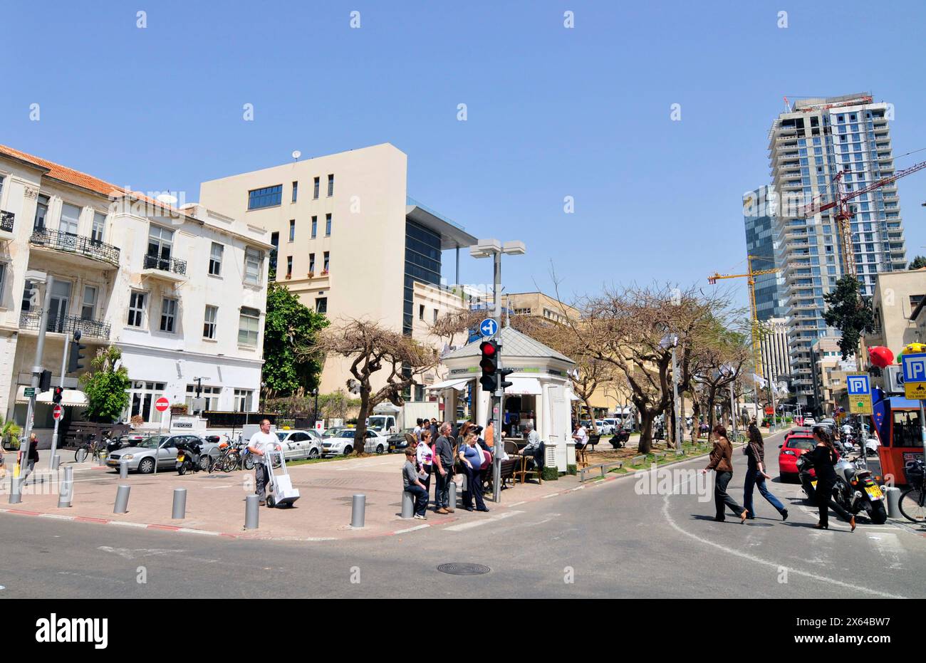 Changing skyline around Rothchild Blvd in Tel-Aviv, Israel Stock Photo ...