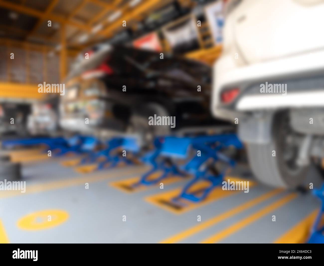 Abstract blur car garage automobile interior. Blurred mechanic service ...