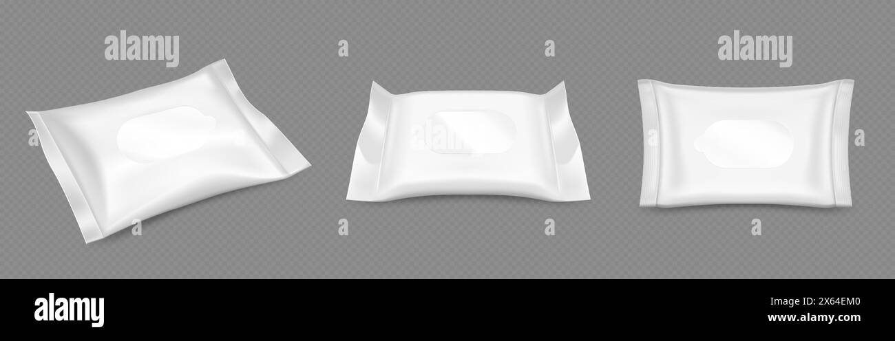 White wet wipe pack mock up. Blank pouch mockup template. 3d plastic ...