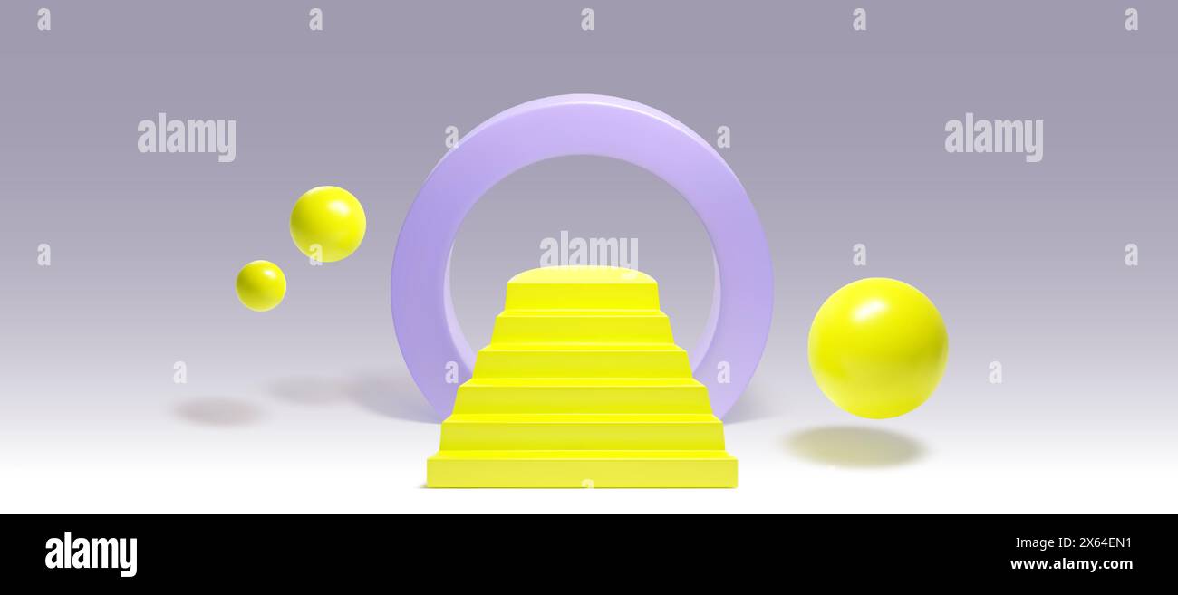 3d stair podium. Product display stage background. Staircase platform ...