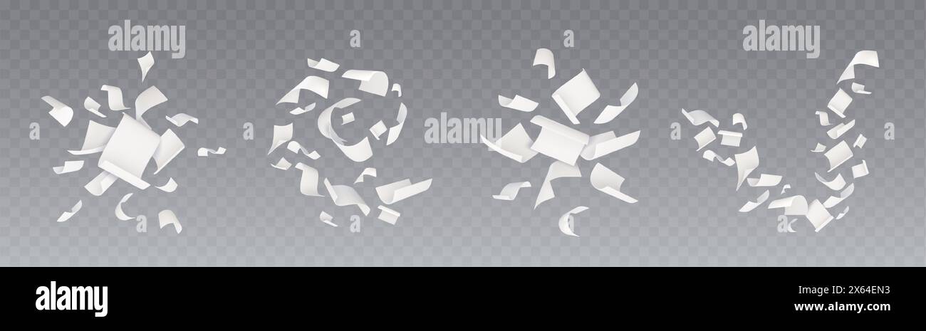 Paper sheets flying set isolated on transparent background. Vector ...