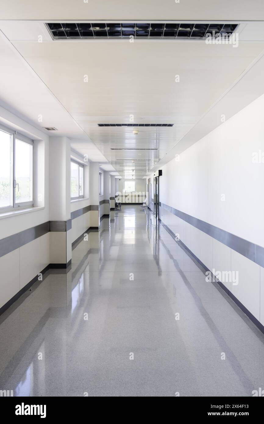 Detail of long hospital corridor, hygiene and sanitation Stock Photo ...
