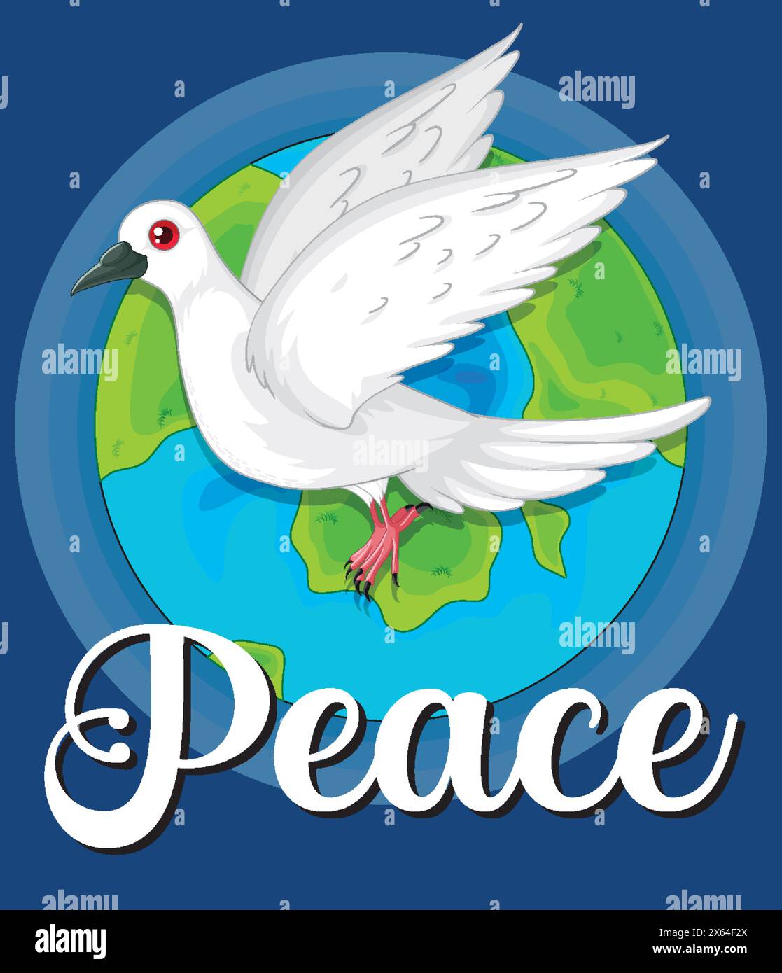 White dove flying over a stylized Earth globe Stock Vector Image & Art ...