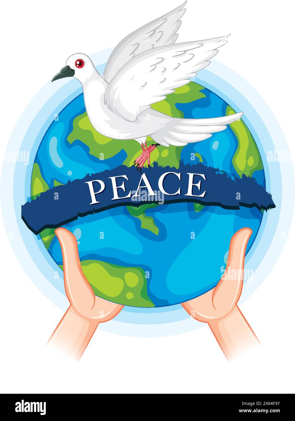 Illustration of hands holding Earth with a peace dove Stock Vector ...