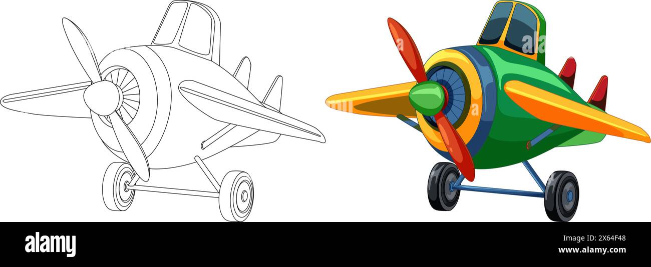 Vector illustration of a colorful cartoon airplane Stock Vector Image ...