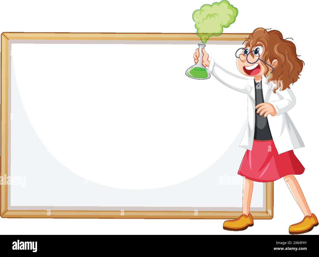 Cartoon scientist with beaker near blank board Stock Vector Image & Art ...