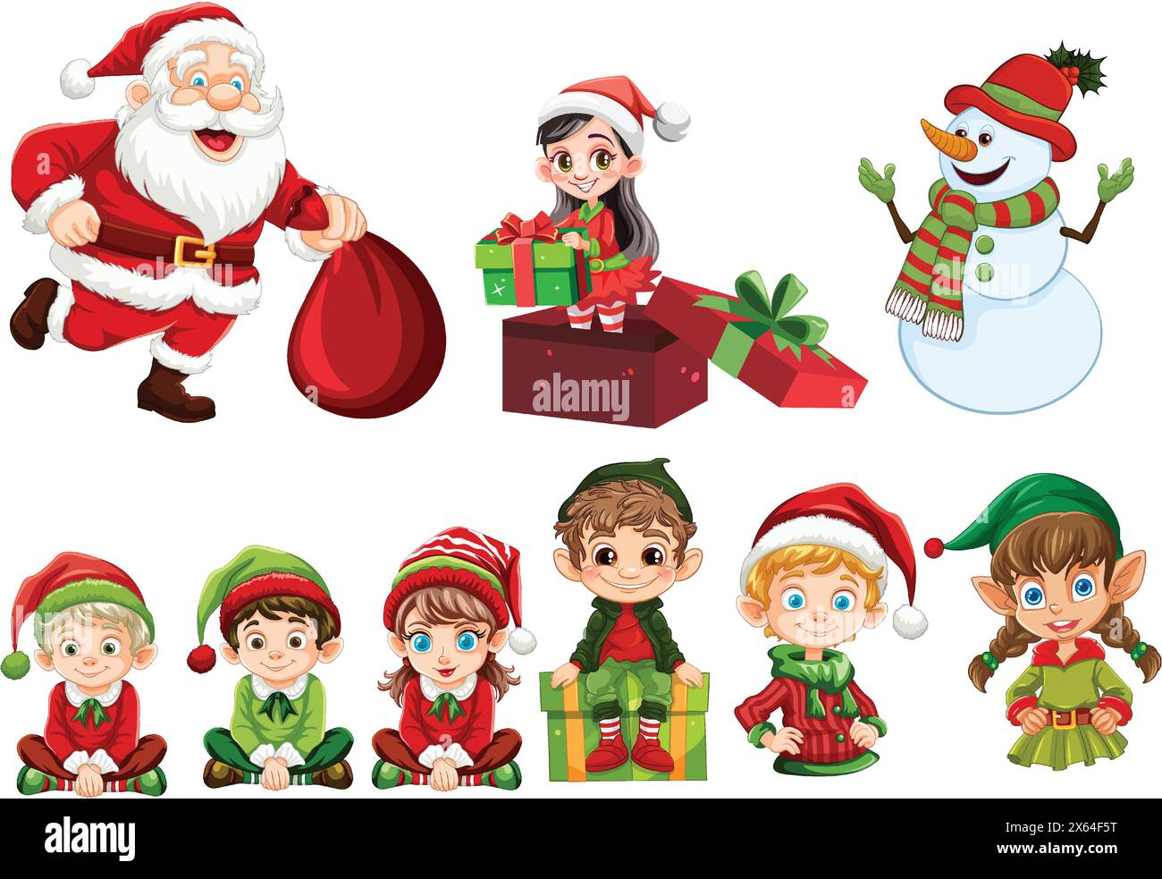 Colorful vector illustrations of Christmas characters Stock Vector ...