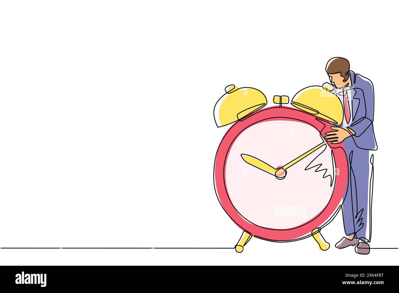 Single one line drawing businessman, manager or employee standing and ...