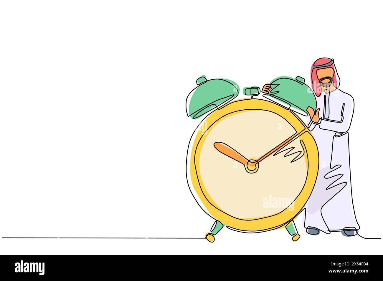 Single one line drawing Arabian businessman, manager or employee stand ...