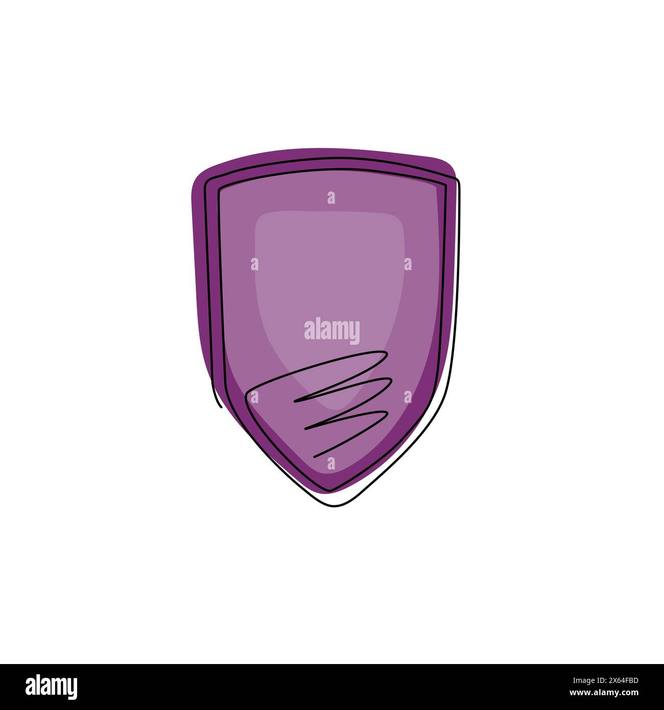 Single one line drawing shield secure and protection trendy flat style ...