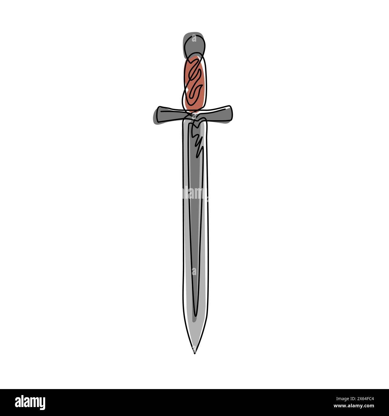 Single continuous line drawing sword icon, metal sword, European ...