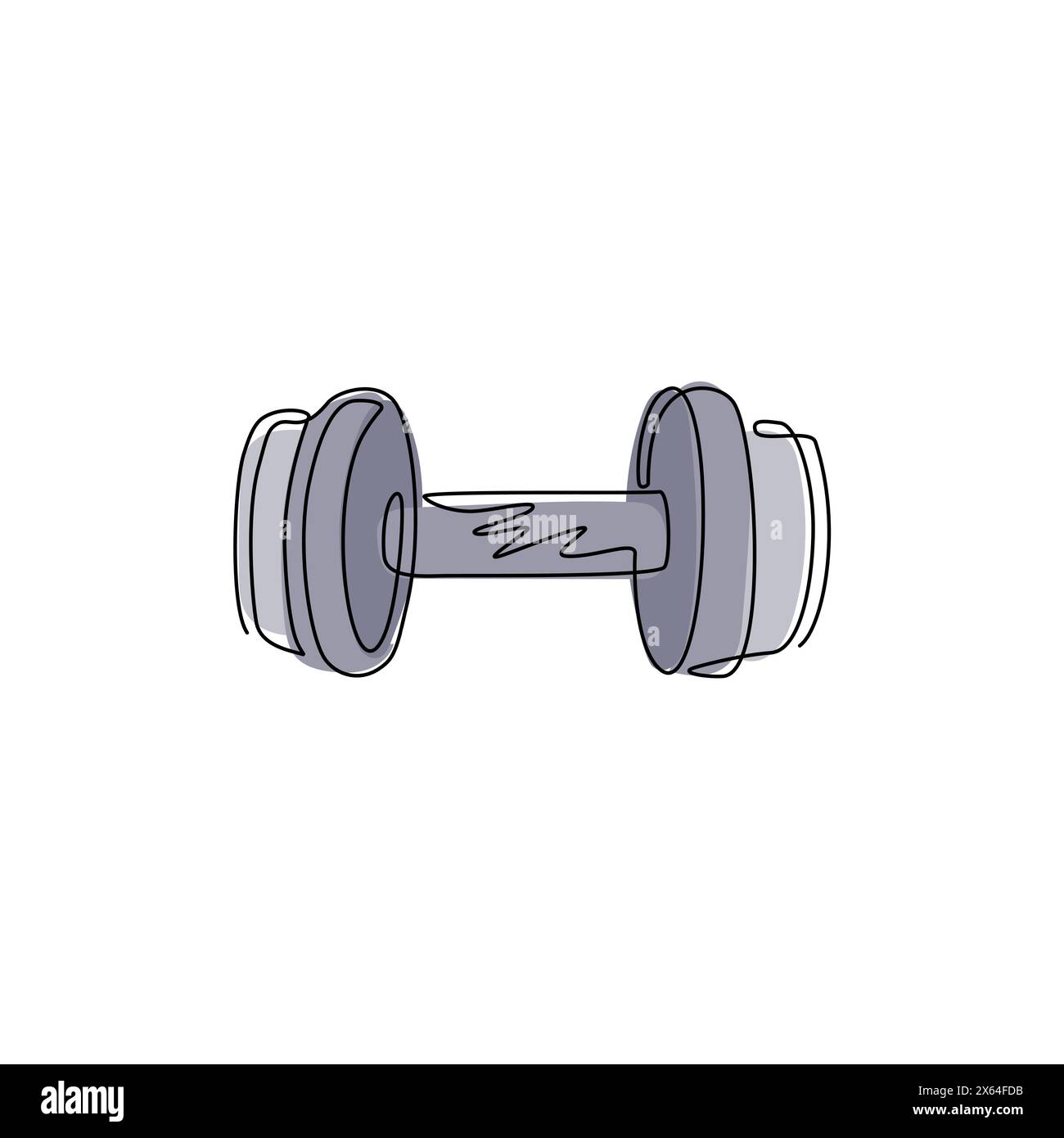 Single continuous line drawing dumbbells flat icon. Thin line signs for ...
