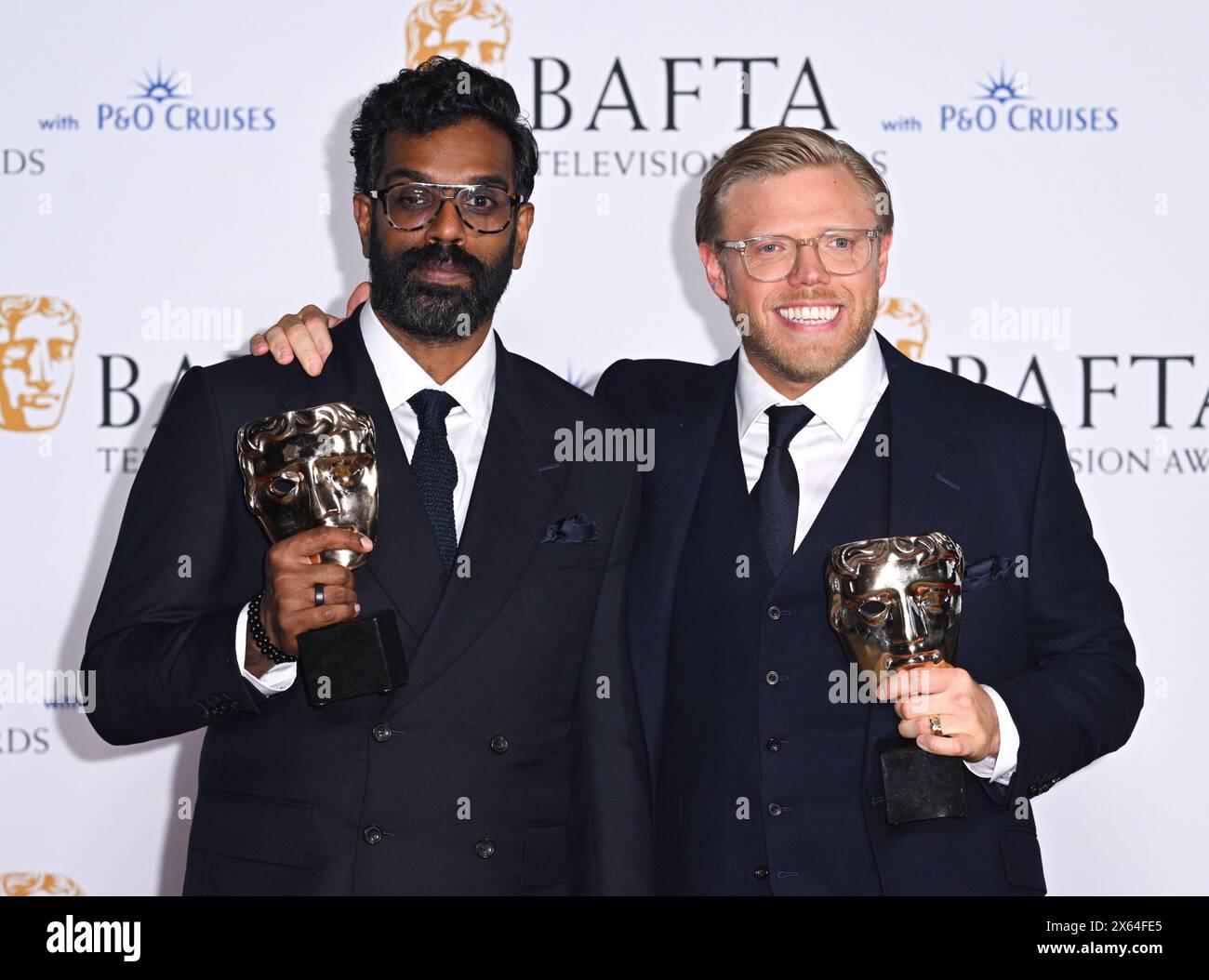 London, UK. May 12th, 2024. Romesh Ranganathan and Rob Beckett with ...