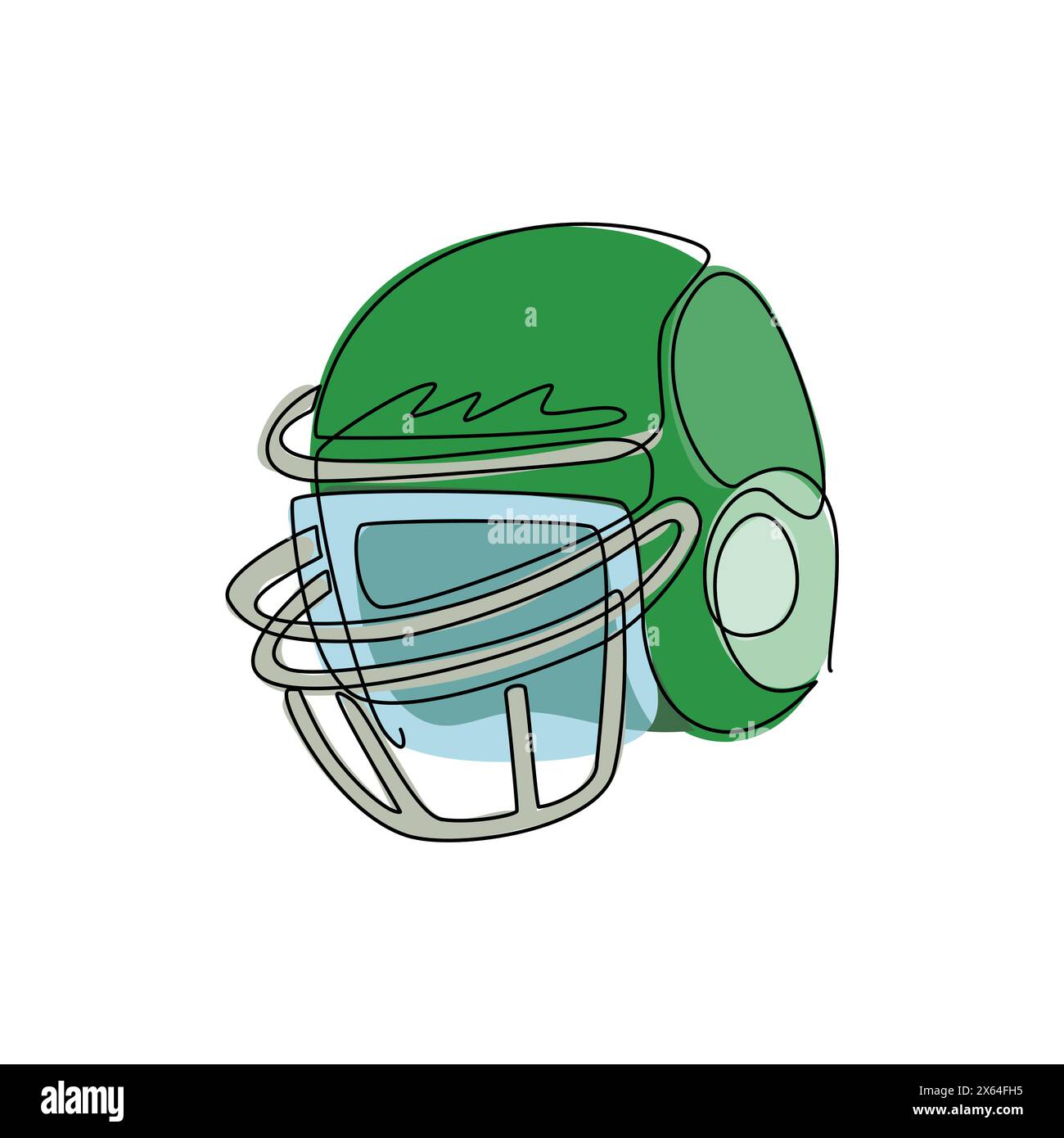 Single continuous line drawing american football helmet icon ...
