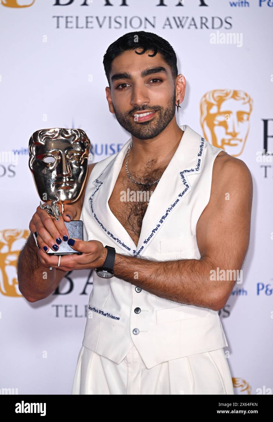 London, UK. May 12th, 2024. Mawaan Rizwan with the BAFTA for Male Comedy Performance at The ...