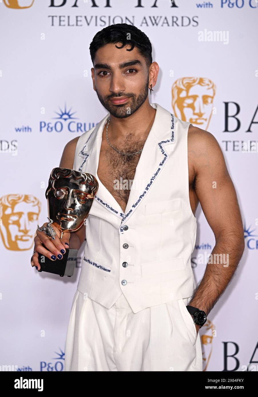 London, UK. May 12th, 2024. Mawaan Rizwan with the BAFTA for Male Comedy Performance at The ...