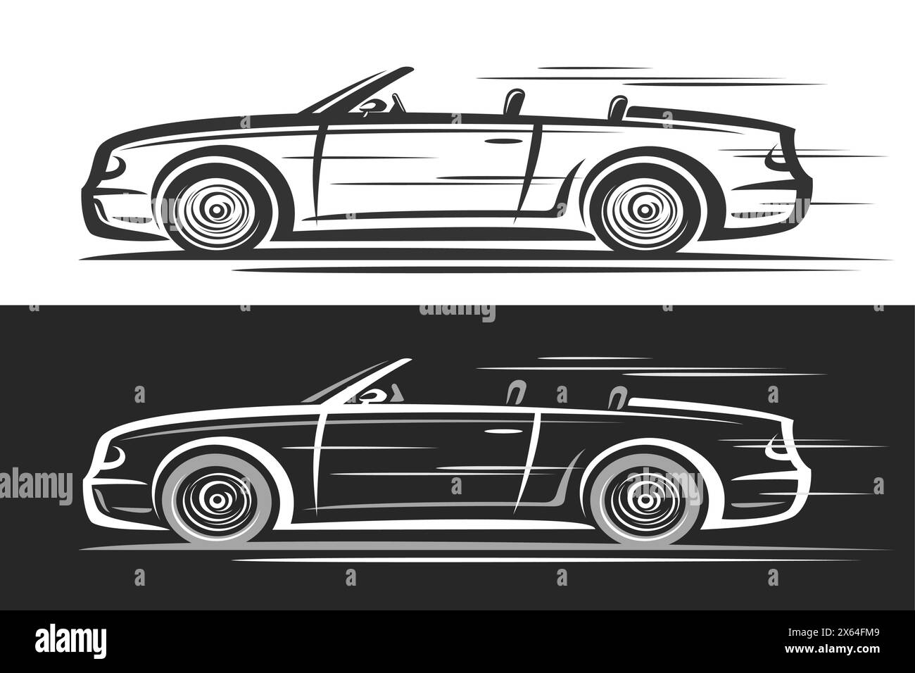 Vector logo for Сonvertible Car, decorative banner with simple contour ...