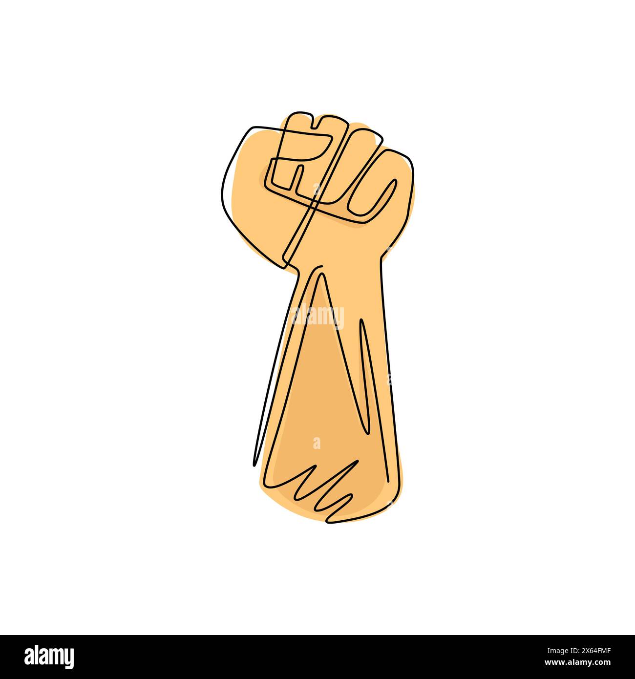 Continuous one line drawing raised strong clenched fist icon ...