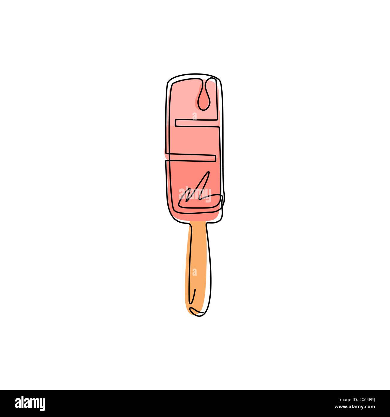 Single one line drawing popsicle ice cream icon. Frozen ice cream ...