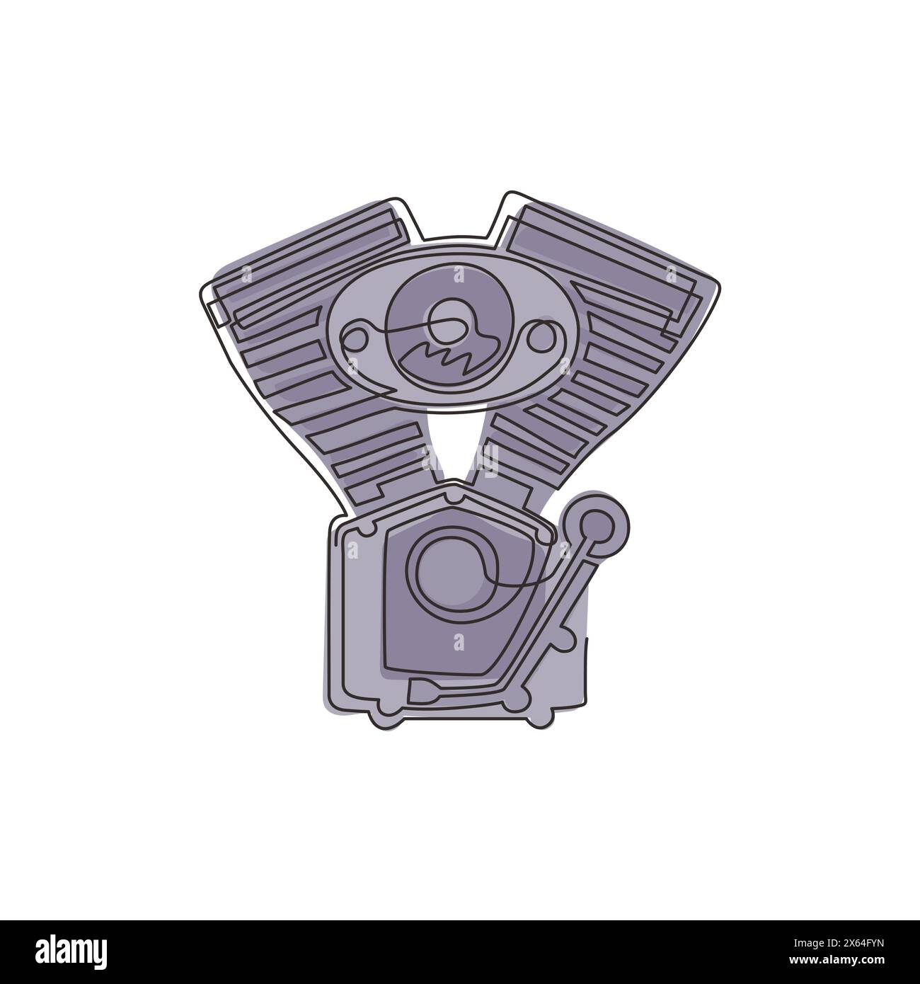 Single continuous line drawing motorcycle club logo with motor, bikers ...