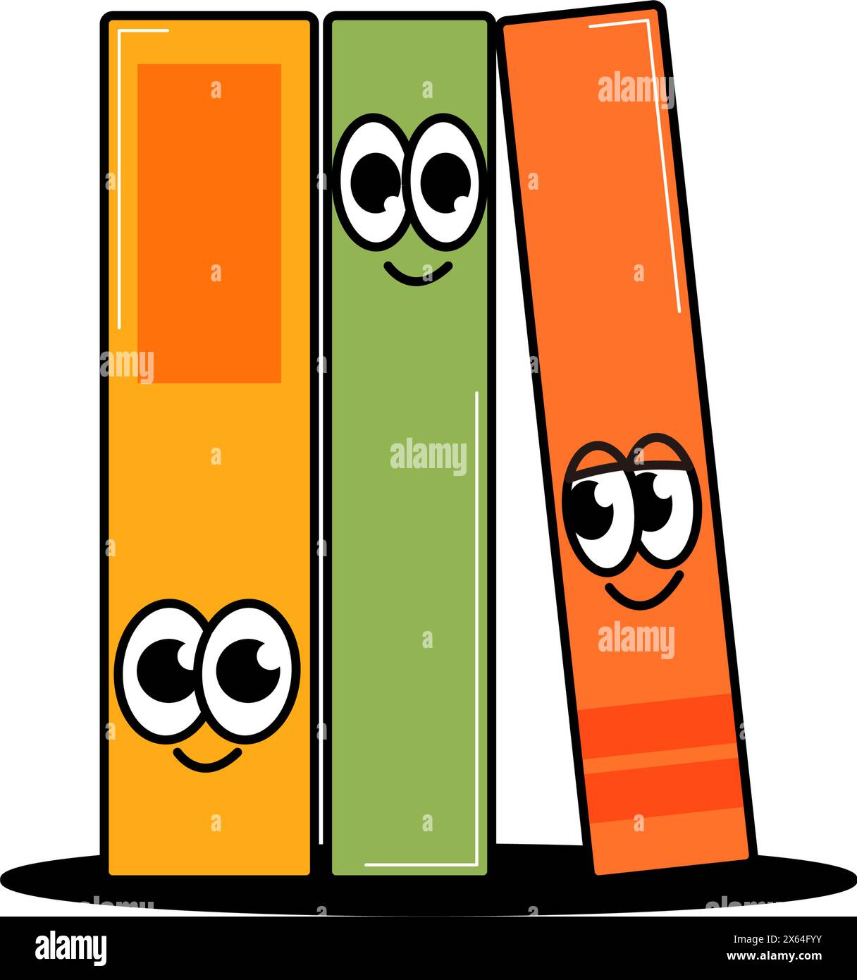 Back school retro cute characters. Set of three funny books with cute ...