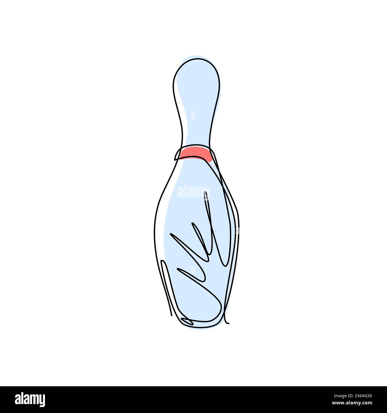 Continuous one line drawing bowling pin icon. Bowling game. Simple icon ...