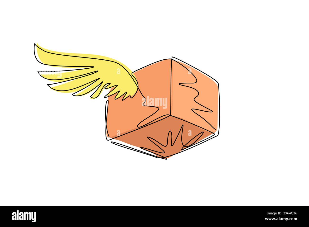 Continuous one line drawing parcel with wings symbol logo ...