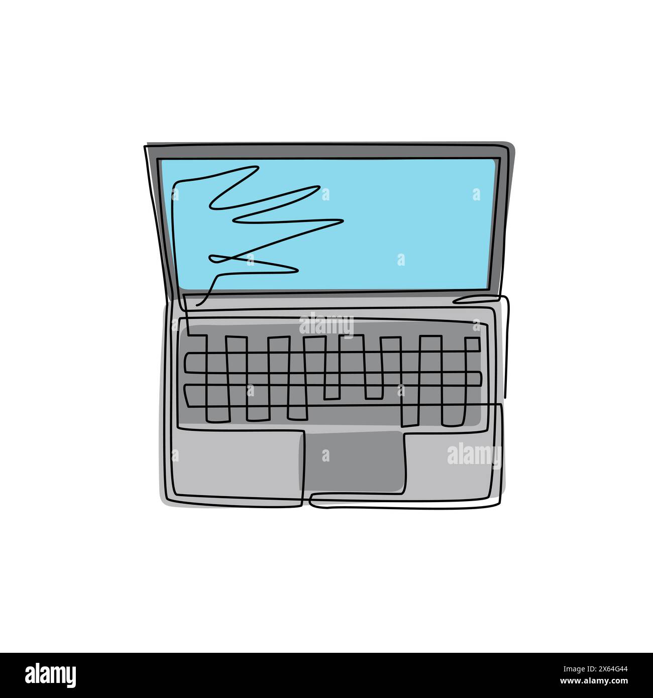 Single one line drawing laptop icon logo. Laptop modern mockup. Blank ...