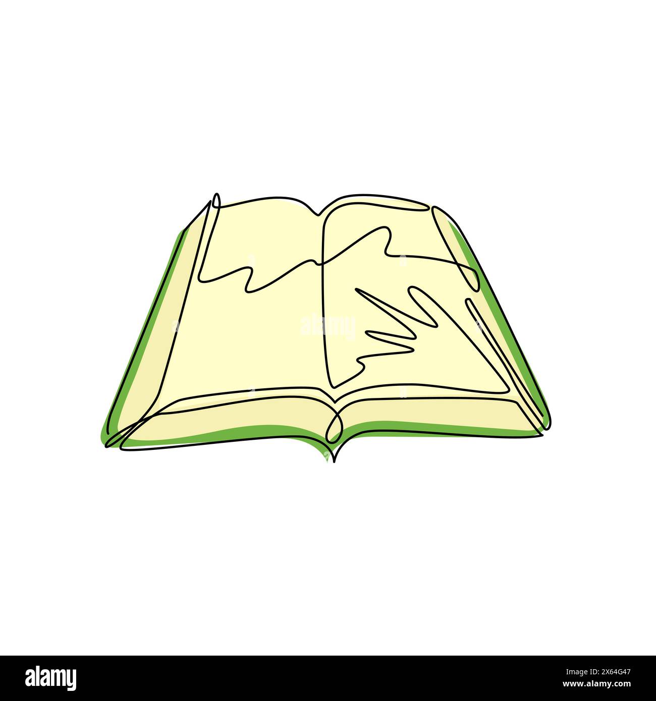 Single one line drawing open book icon in flat style. Study and ...
