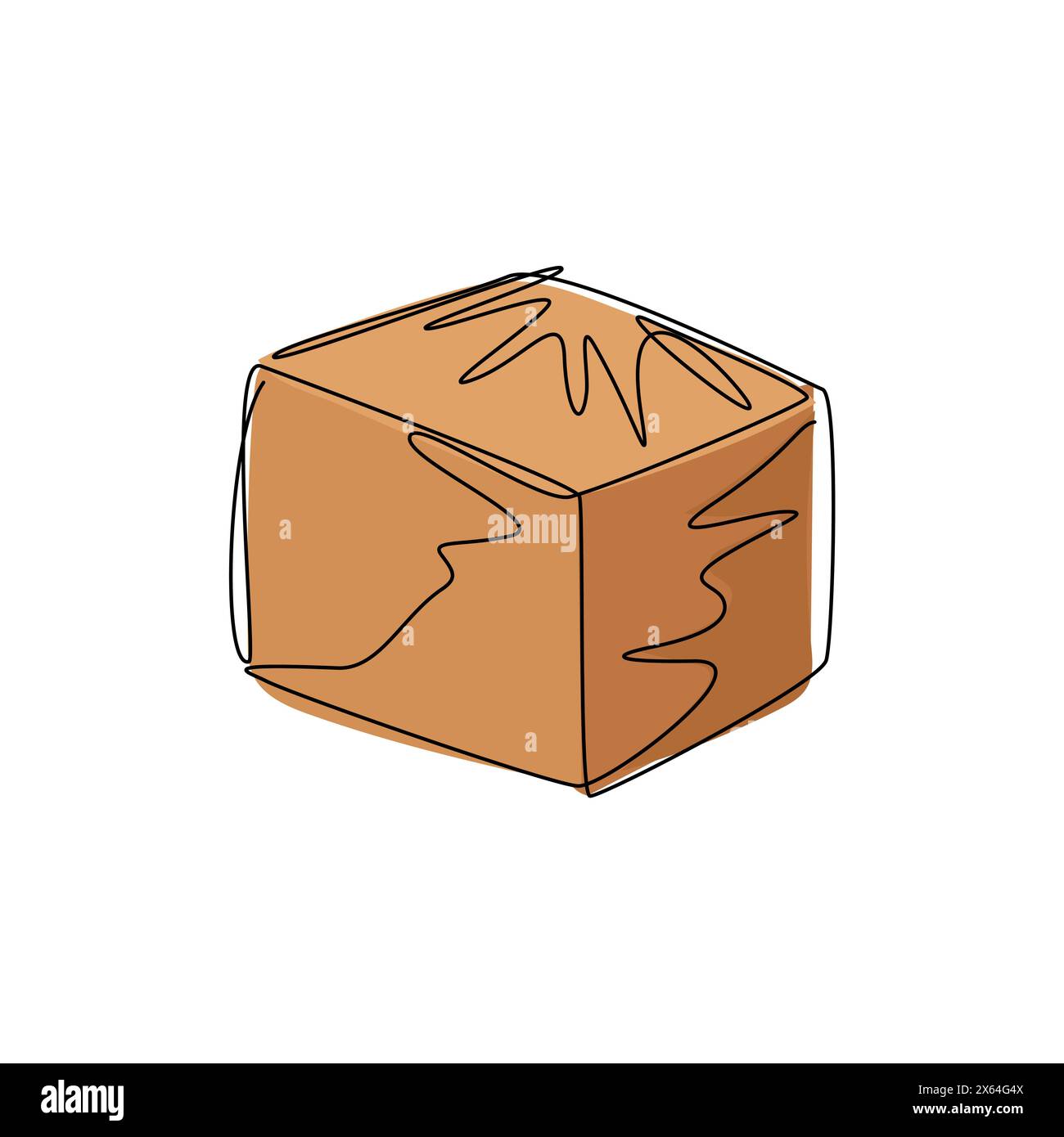 Continuous one line drawing cardboard boxes icon. Container template ...
