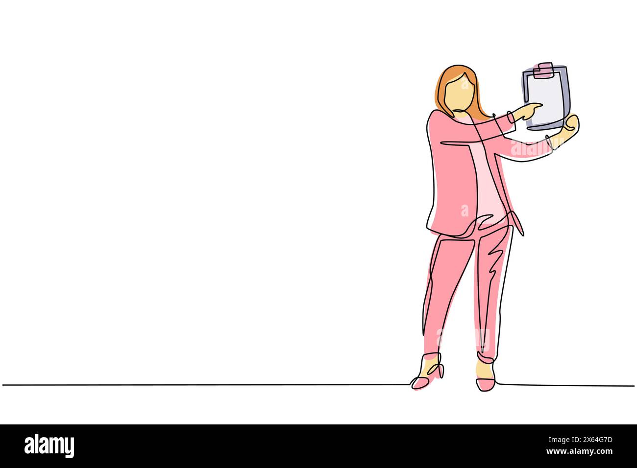 Continuous one line drawing office workers standing with clipboards ... Continuous one line drawing office workers standing with clipboards ...