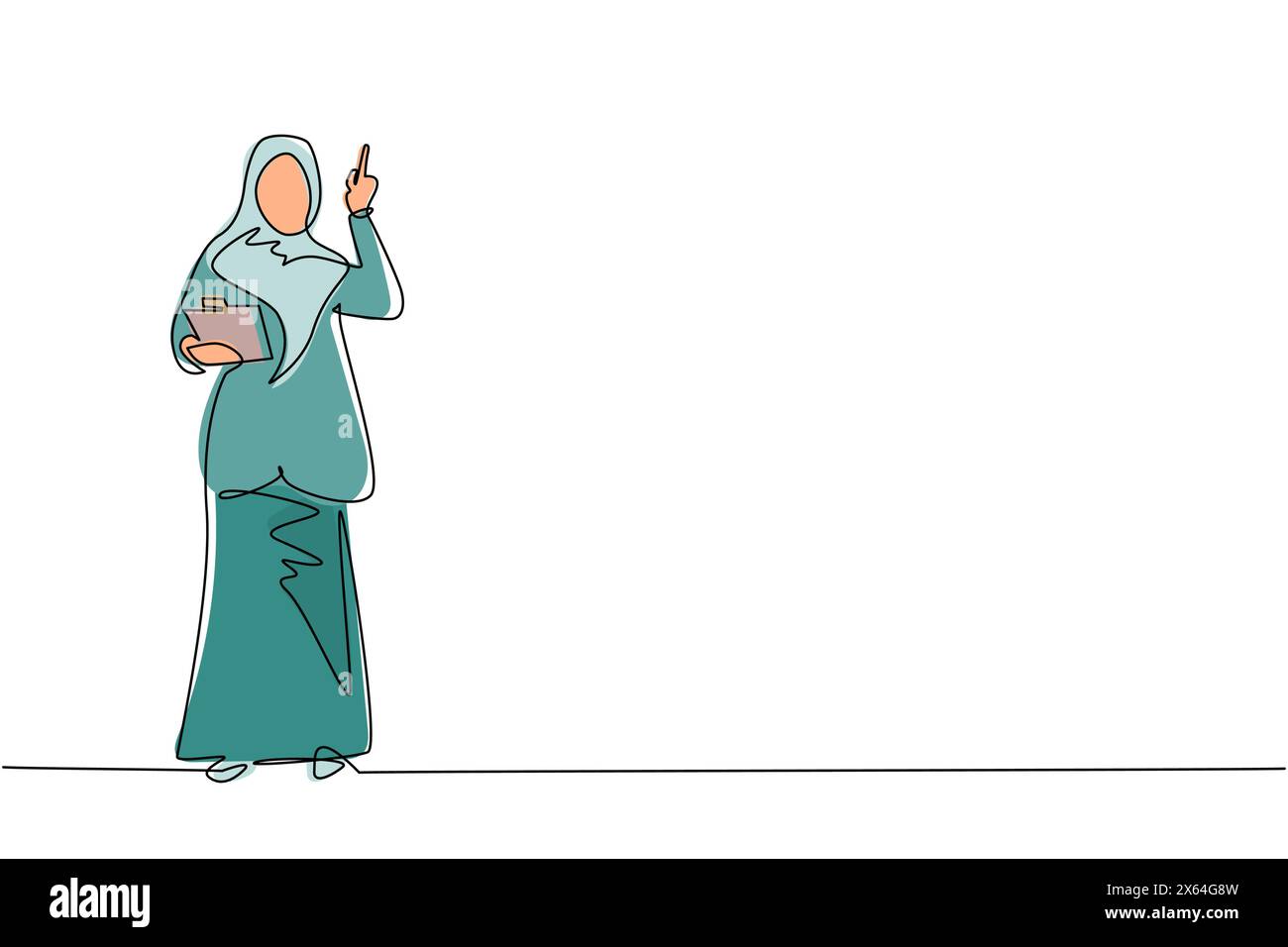 Single one line drawing young Arabian businesswoman wearing suit ...