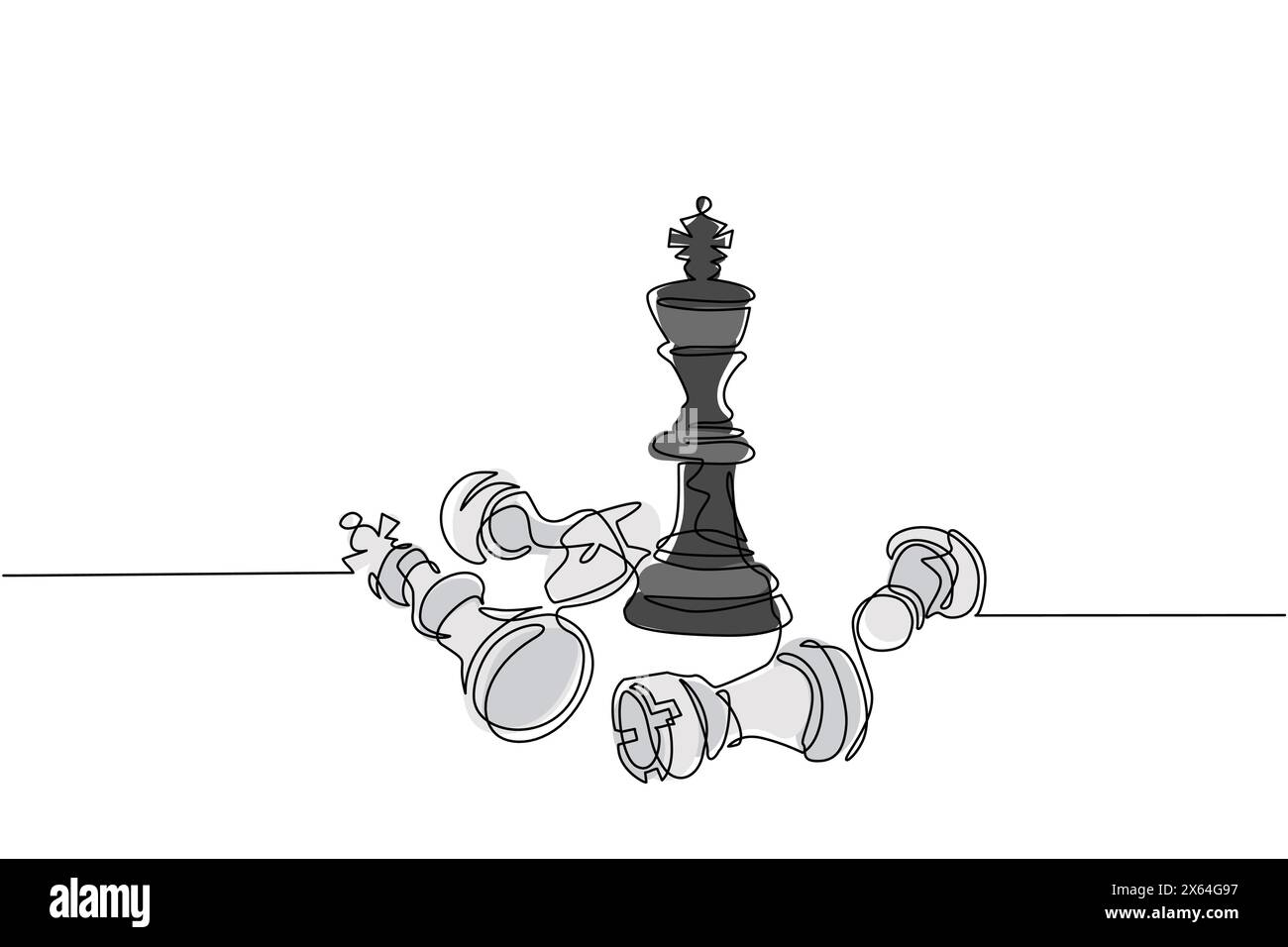 Single one line drawing leader success concept. Hand drawn queen chess ...