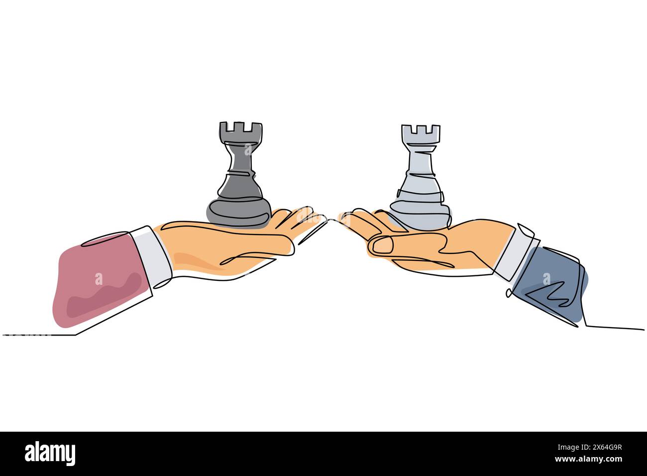 Single continuous line drawing business concept, of businessman hands ...