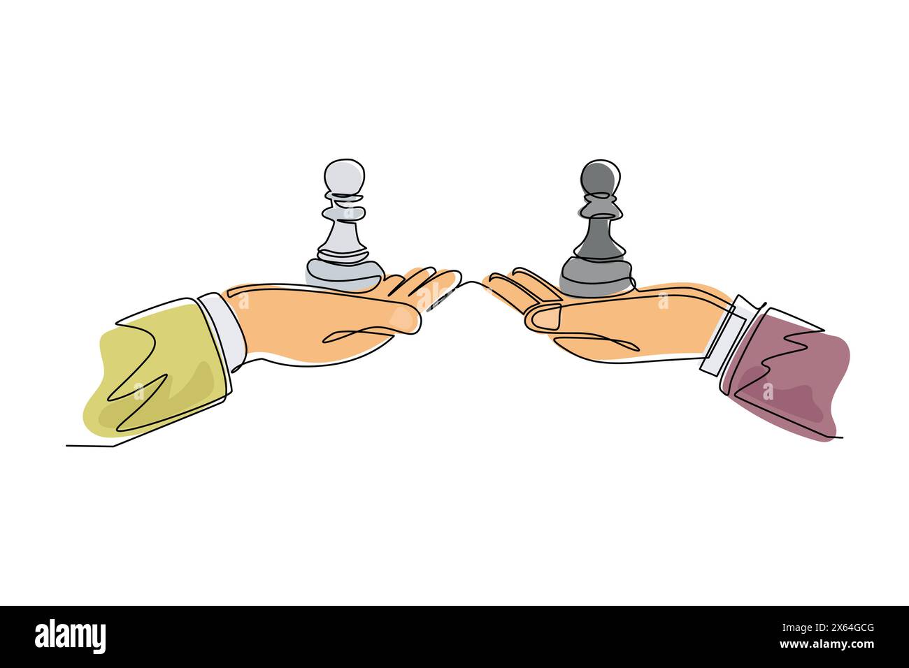 Single one line drawing business concept, of businessman hands, one ...