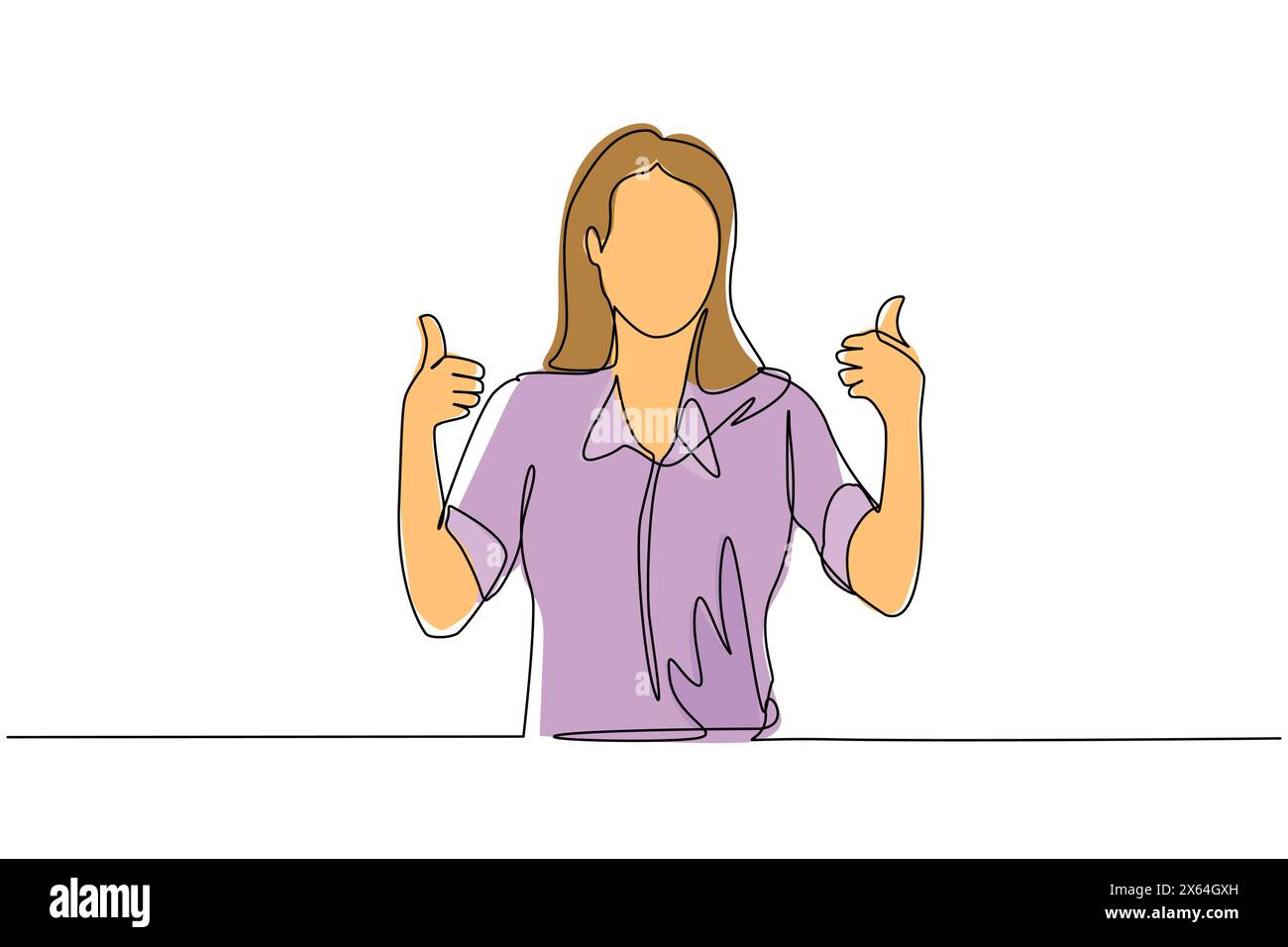 Single one line drawing confident businesswoman thumbs up. Excited ...