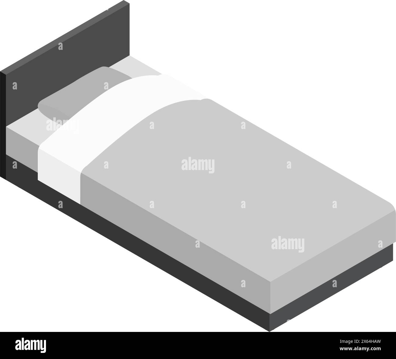 Interior: bed, simple isometric illustration, Vector Illustration Stock ...