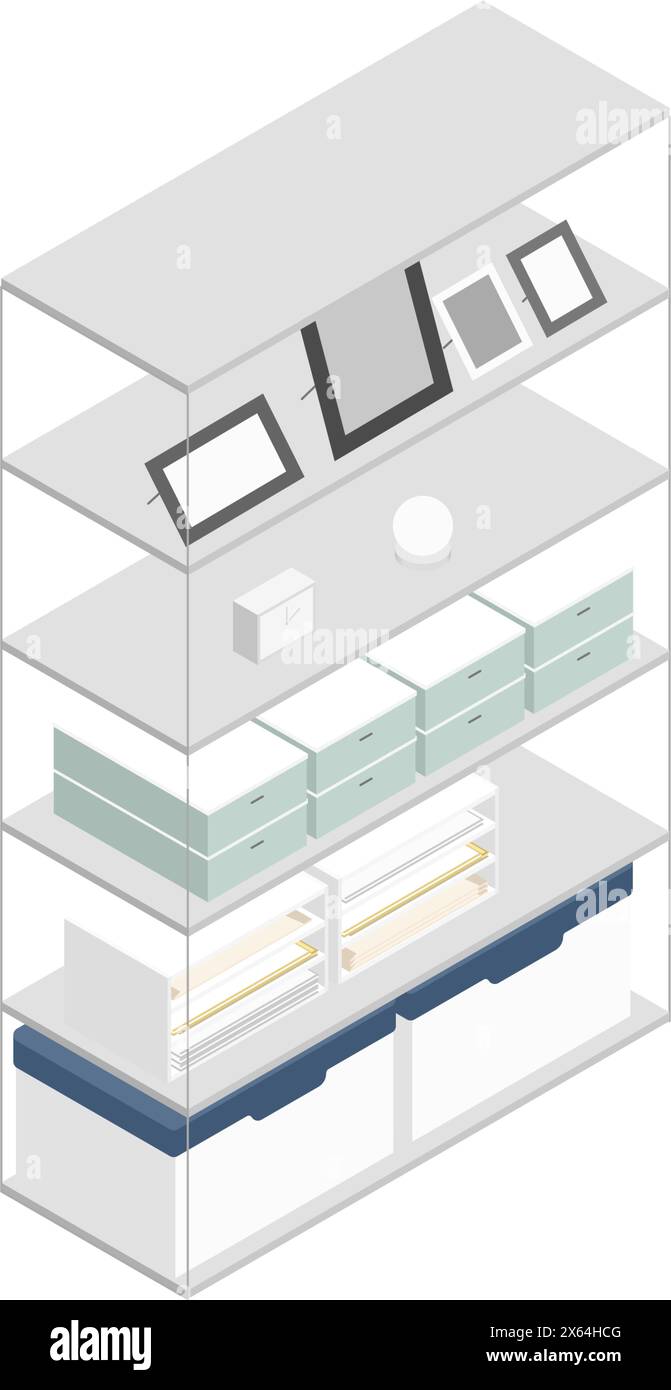 Interior: steel rack, isometric illustration, Vector Illustration Stock ...