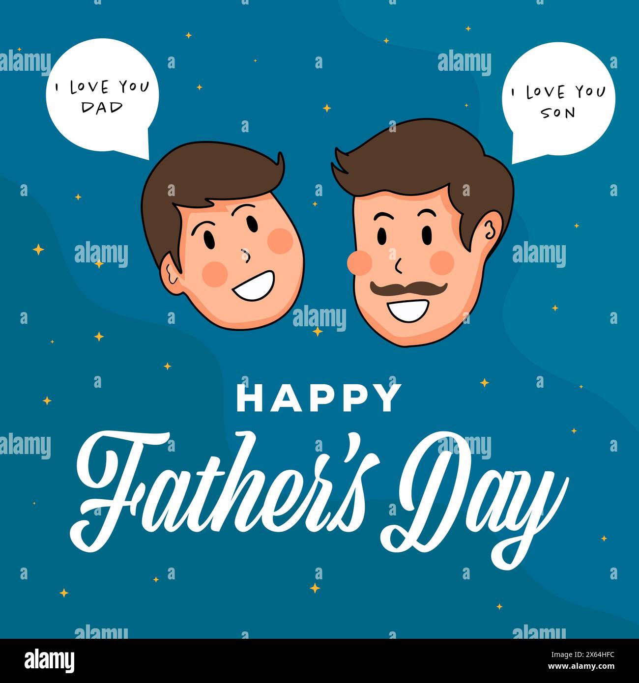 flat design happy father's day with son and dad illustration Stock ...