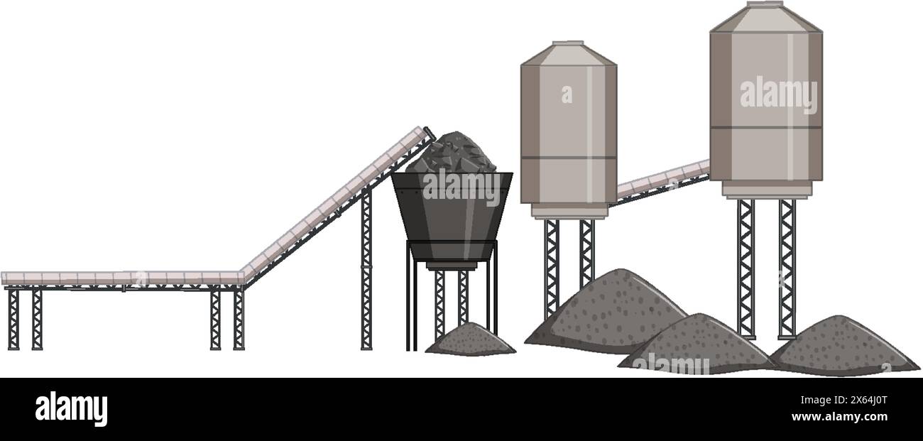 Vector illustration of a gravel processing facility Stock Vector Image ...