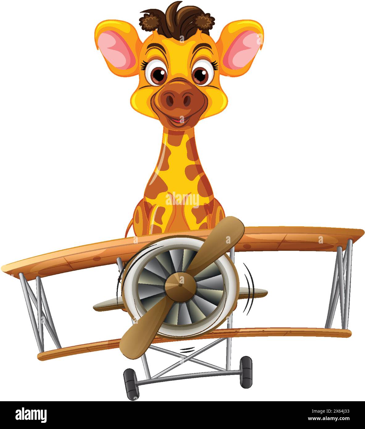 Cartoon giraffe flying a classic wooden airplane Stock Vector Image ...