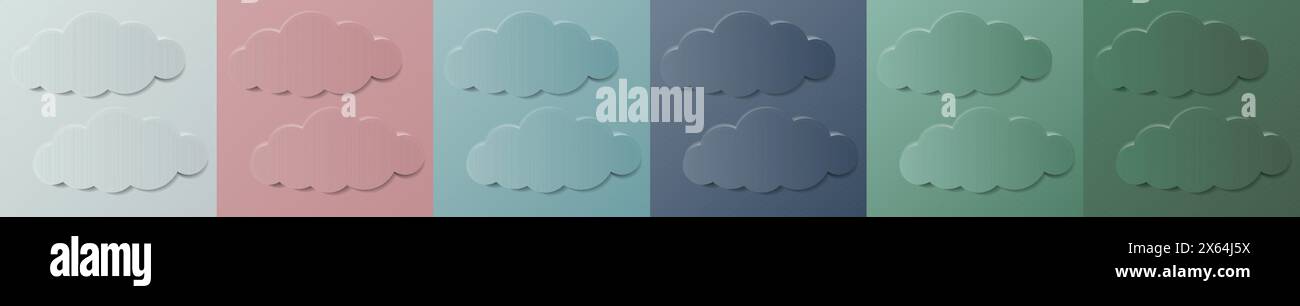 Set of aesthetic pastel color background frame with clouds in ...