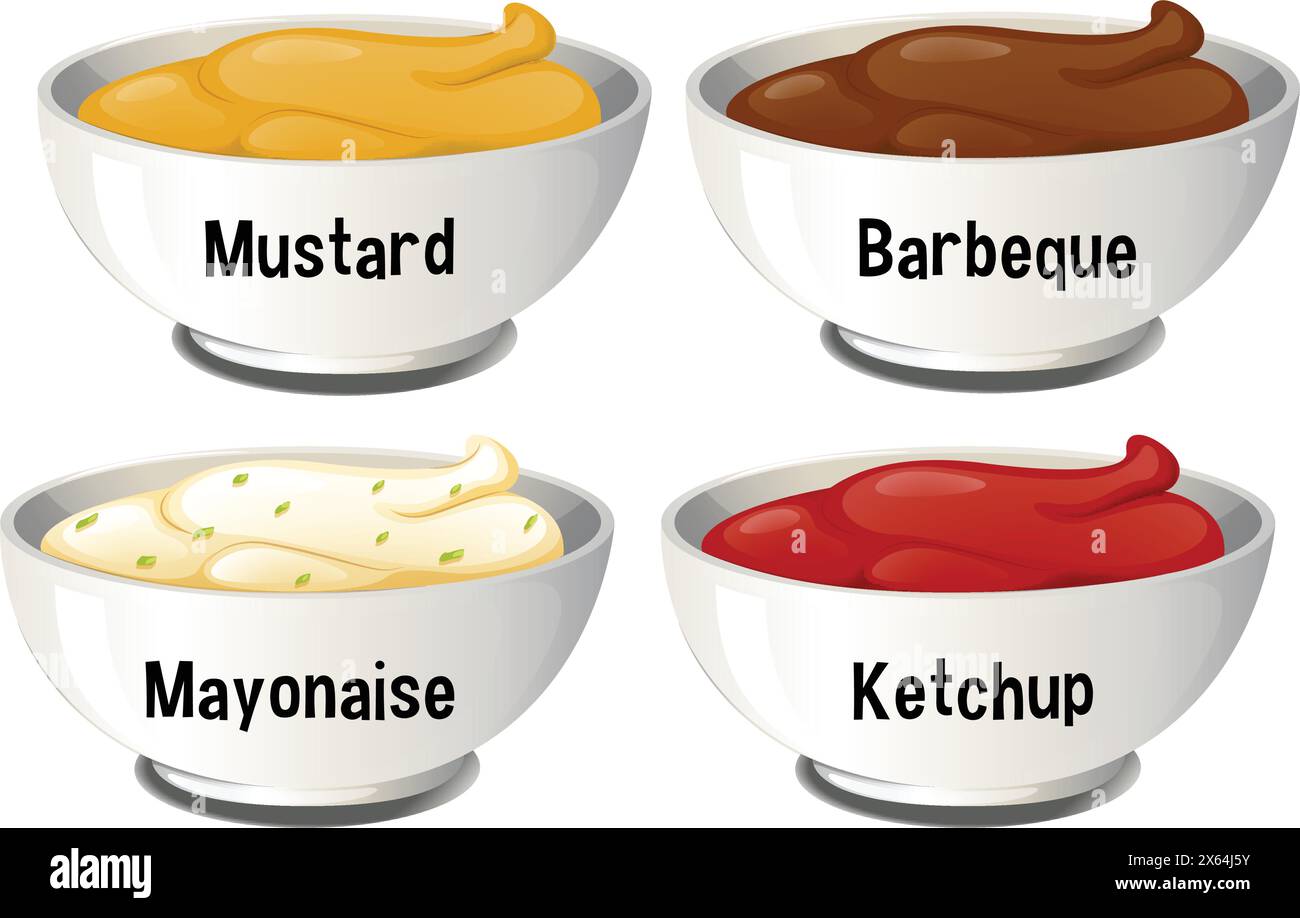 Ketchup mustard mayonnaise ingredients Stock Vector Images - Alamy