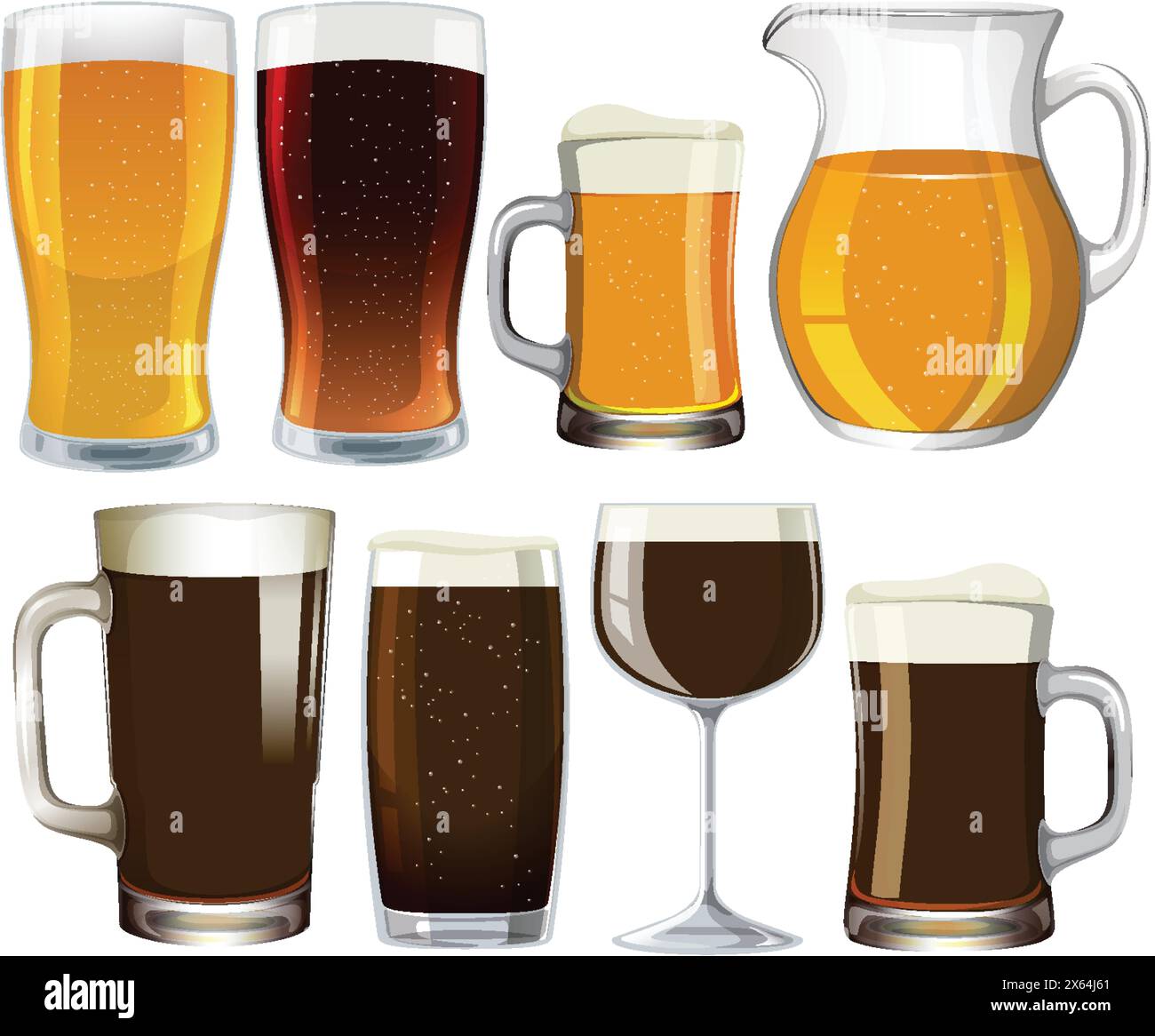 Collection of different beer types in glasses Stock Vector Image & Art ...