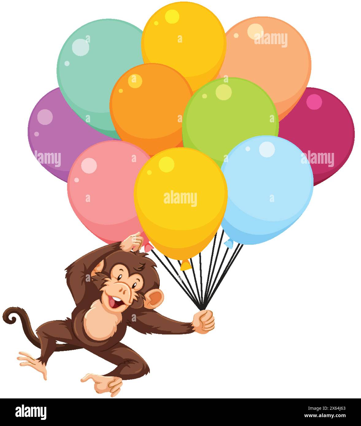 Monkey flying bunch balloons Stock Vector Images - Alamy