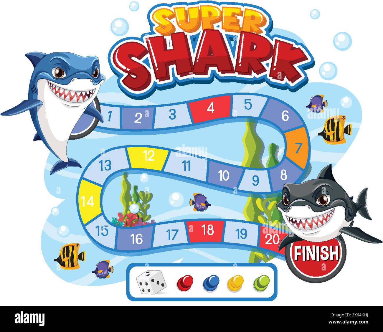 Colorful underwater themed board game with sharks Stock Vector Image ...