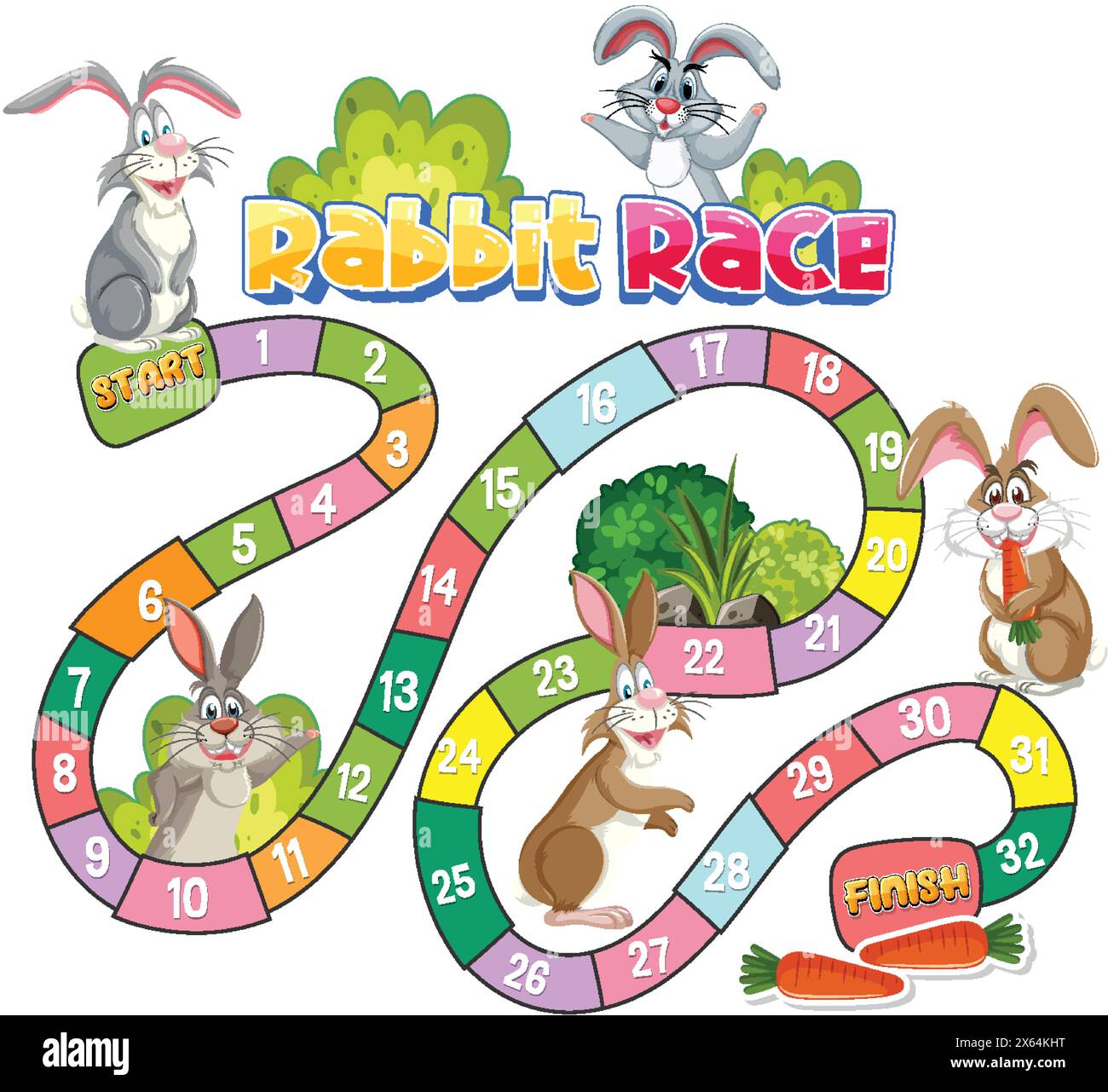 Colorful board game with playful rabbit characters Stock Vector Image ...