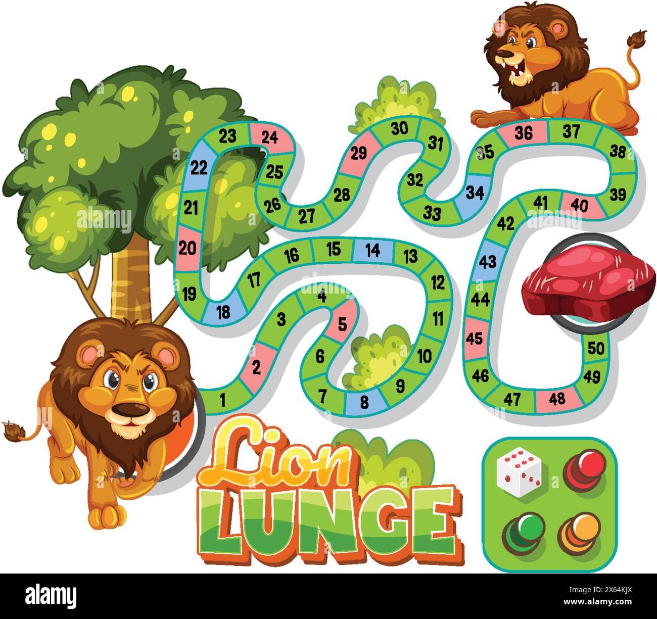 Colorful board game design with lion and tree Stock Vector Image & Art ...