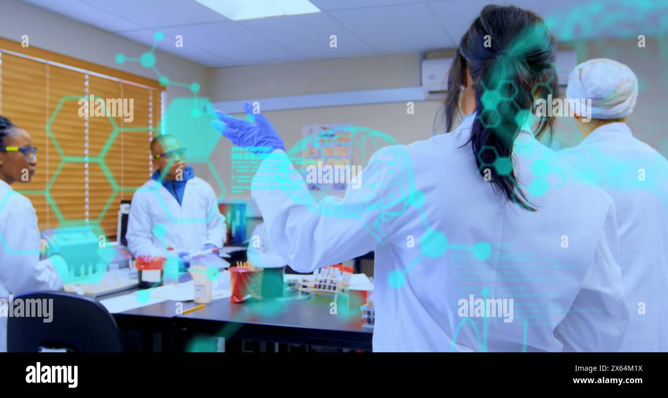 Image of medical data processing over group of diverse scientists ...